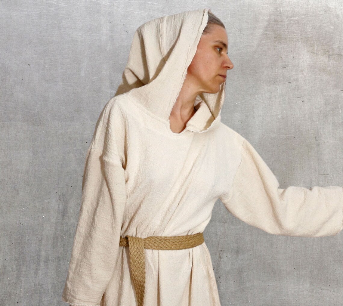 Hemp Blend Unisex Tunic: Medieval Style Hooded Robe - Etsy