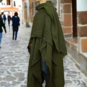 Hemp and Cotton Poncho - Medieval Style Hooded Cloak - Ancient Inspired ...