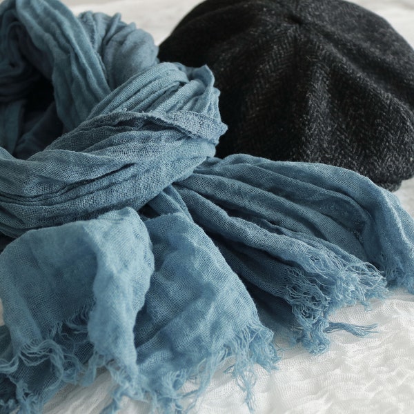 Wrinkled Gauze Scarf / Hand-painted Scarf / Cotton Gauze Scarf / Women ...