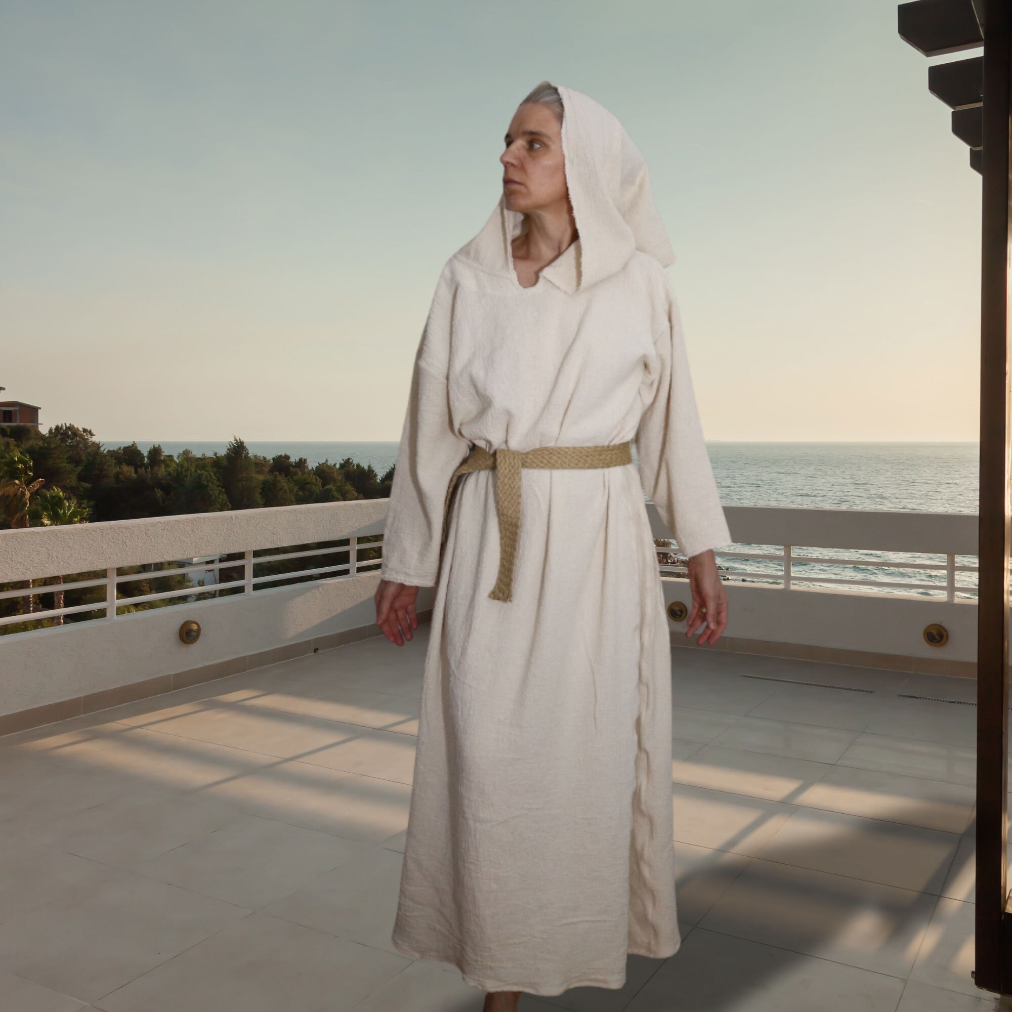 Hemp Blend Unisex Tunic: Medieval Style Hooded Robe - Etsy
