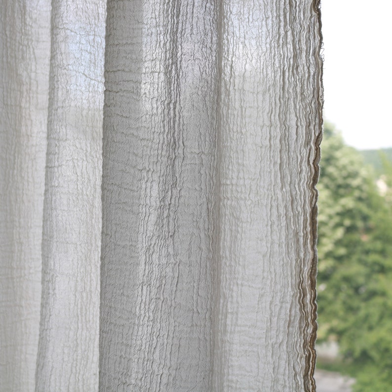 Crinkled Muslin Drapes/curtains With Customized Lengths/47 Wide Crepe ...