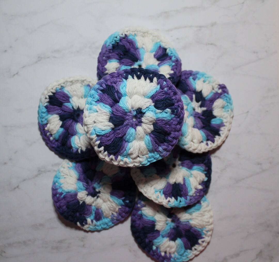 Purple Night Waves Face Scrubbies | Handmade Crochet | 3-pack | Eco ...