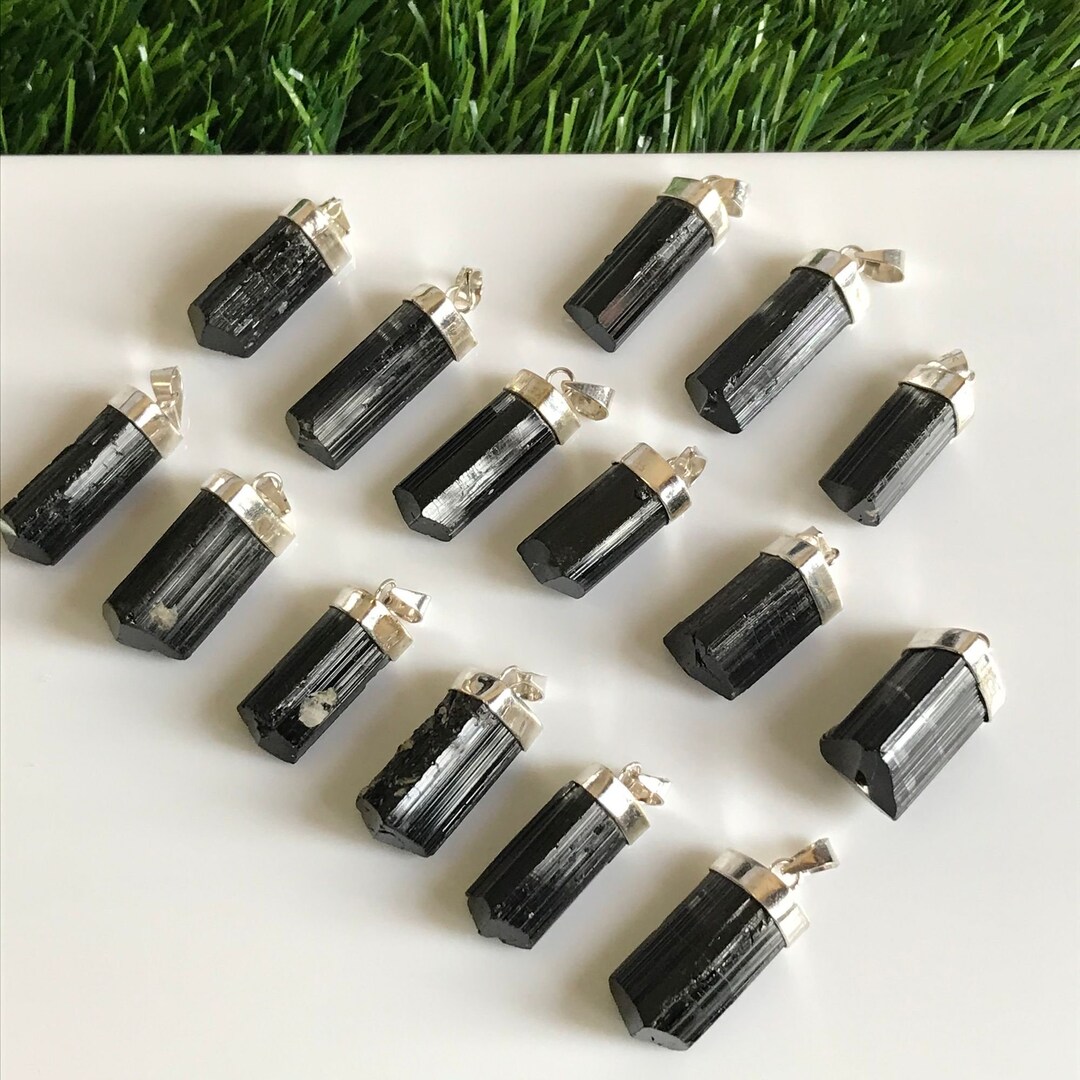 Tourmaline Pendant, Natural Raw Black Tourmaline Crystal Pendant - Etsy