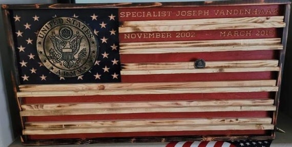 Rustic Wooden American Flag Challenge Coin Display Military | Etsy