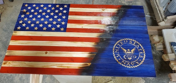 Navy Wood Flag | Etsy