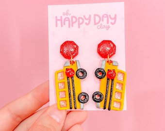 Beaded School Bus Earrings - Etsy