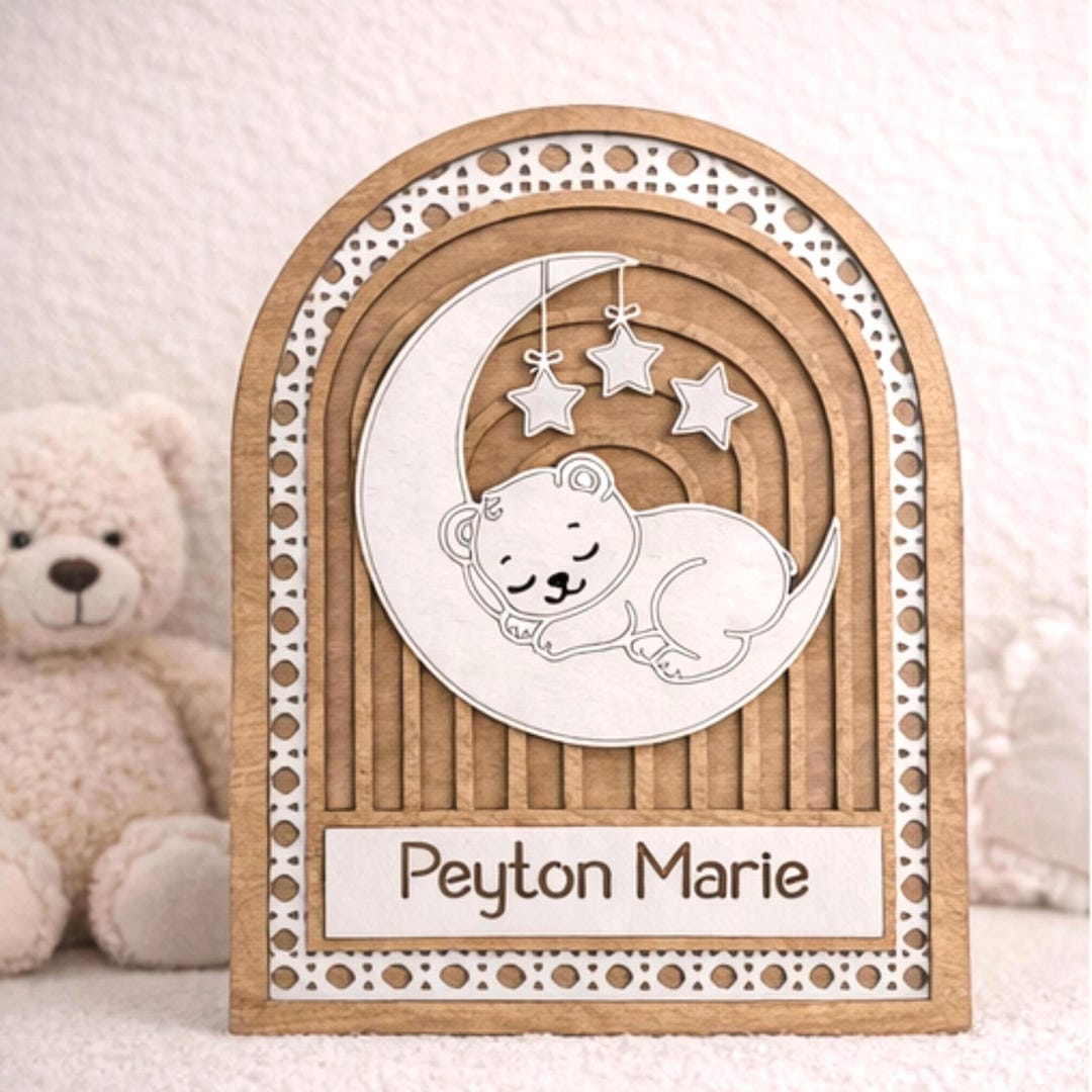 Personalized Nursery Name Sign Moon Animal Baby Wall Decor Gift - Etsy