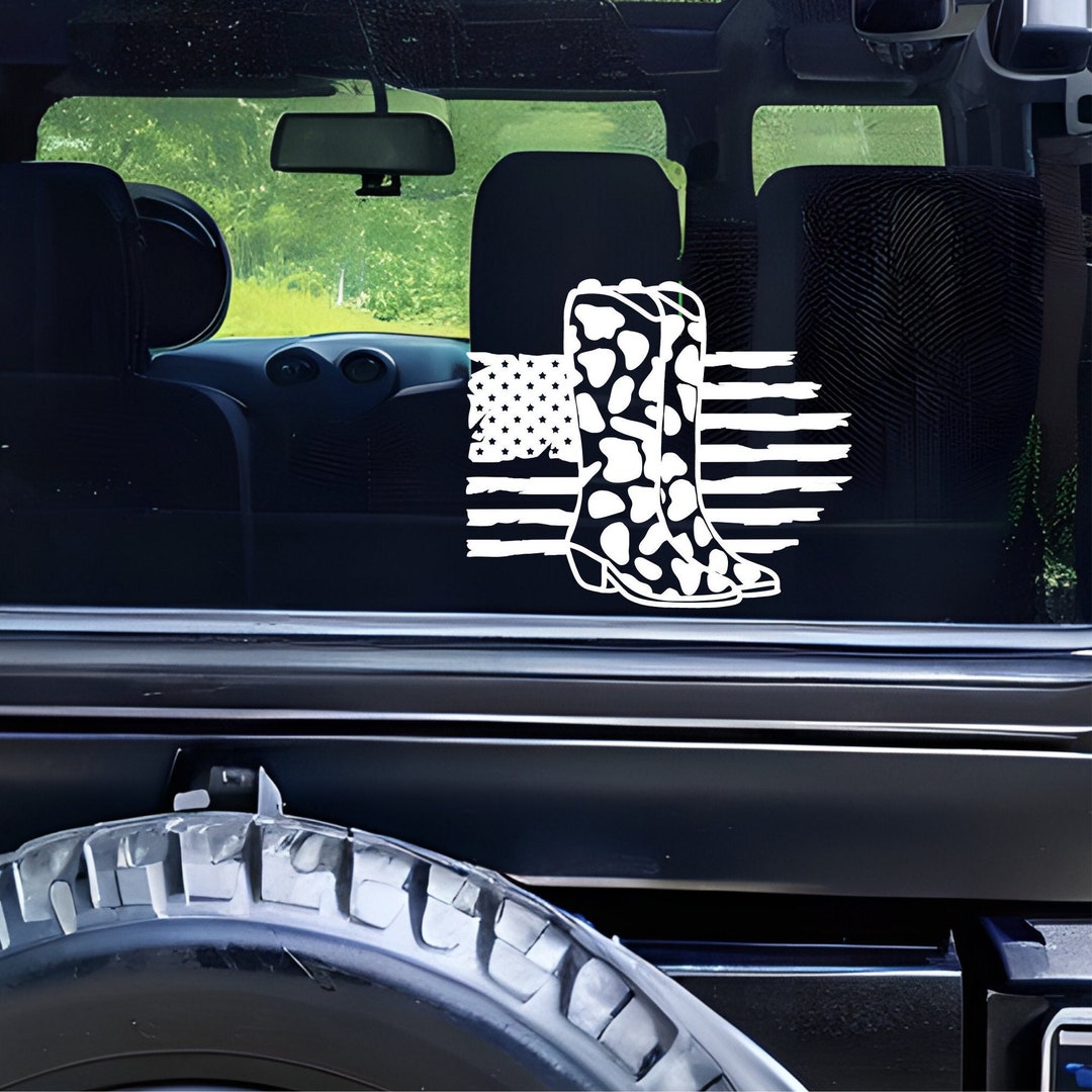 Cowboy Boots Decal, Country Car Window Sticker, Distressed American ...