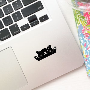 Tiny Peeking Black Cat Vinyl Decal, Cute Mini Rearview Mirror Sticker ...