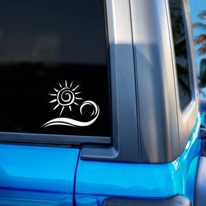 Ocean Wave and Sun Decal for Car Window, Car Accessories, Beach Decal ...
