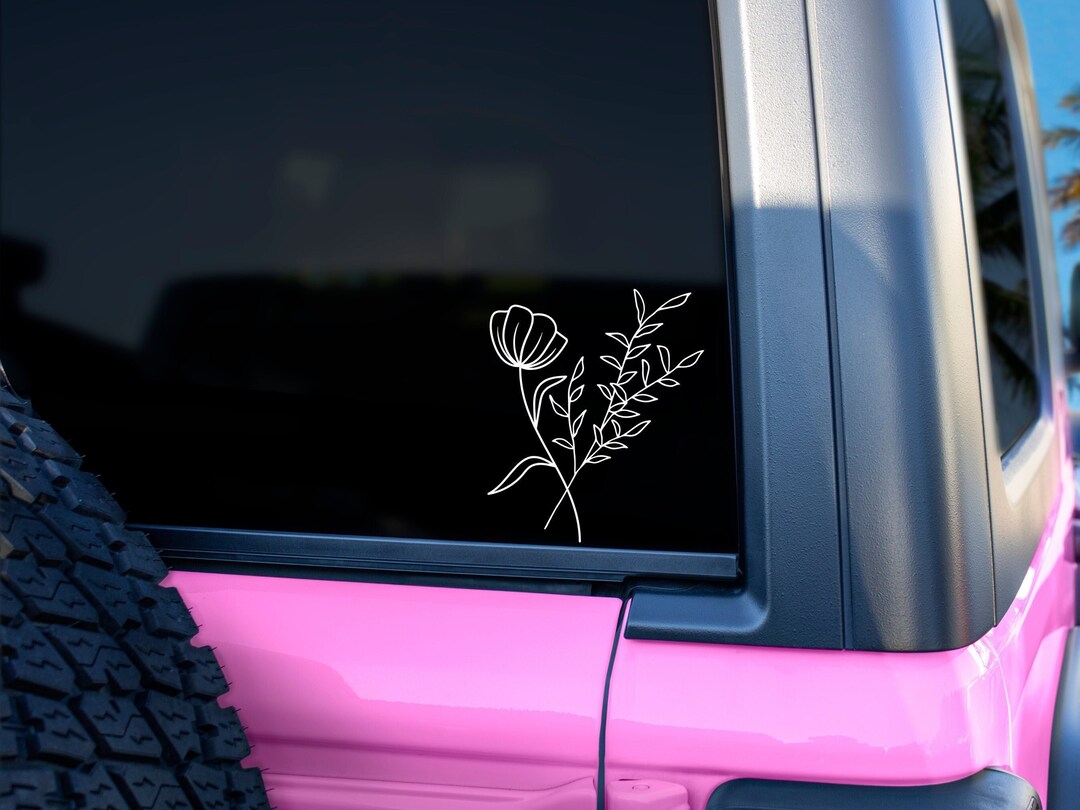 Wildflower Car Decal, Boho Botanical Sticker Decal, Window Decal, Car ...