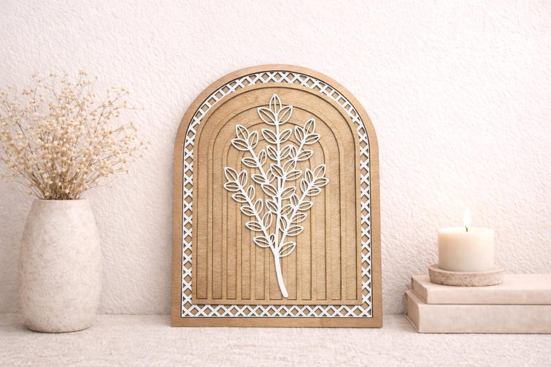Eucalyptus Wooden Arch Wall Decor, Botanical Wood Wall Art, Farmhouse ...