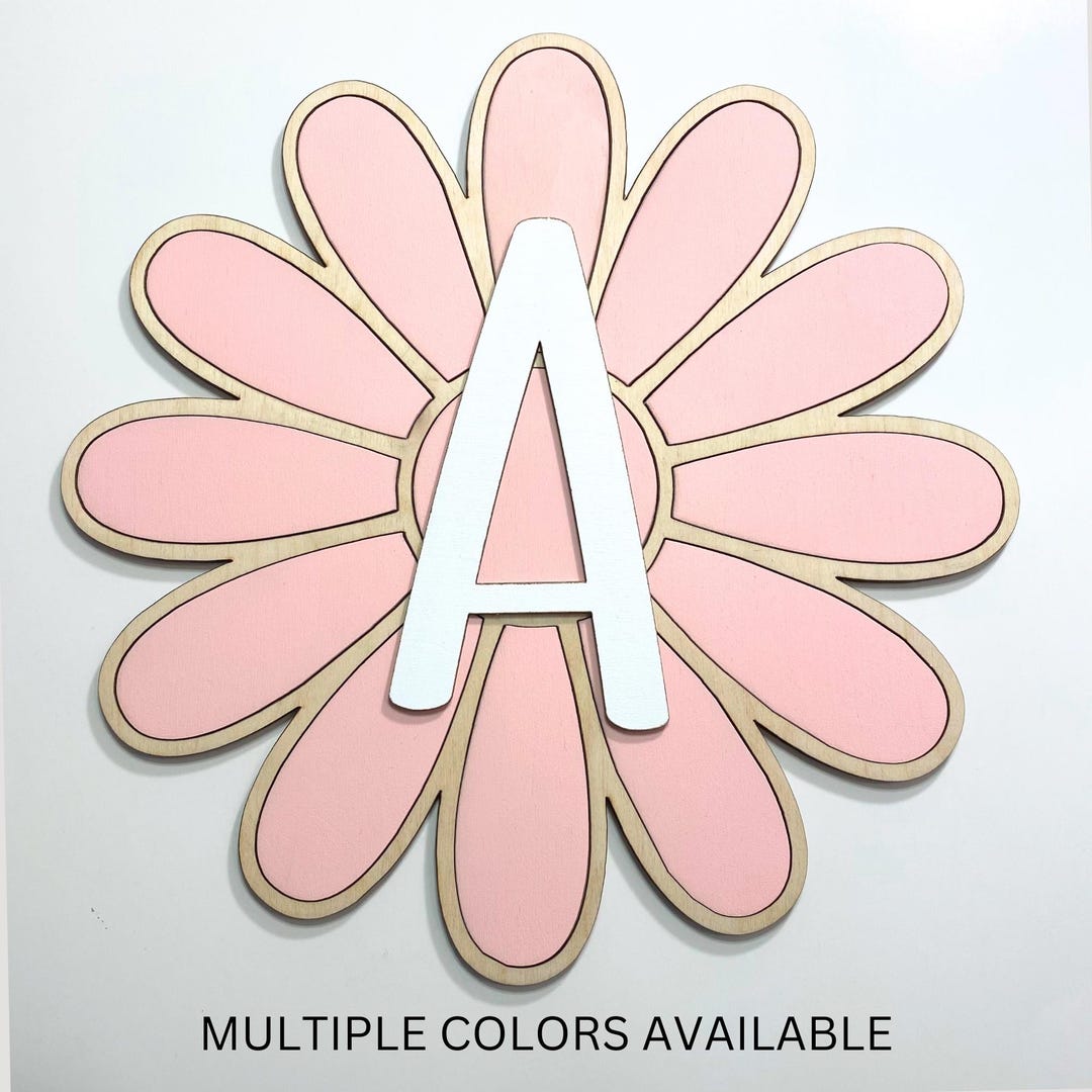 Personalized Wooden Daisy Flower Name Sign, Girl's Cute Bedroom Wall ...