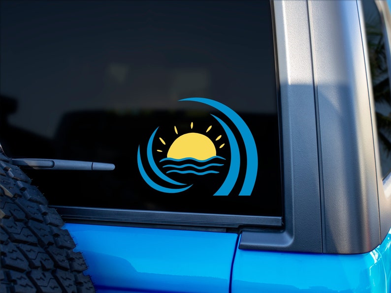 Ocean Wave and Sun Decal for Car Window, Car Accessories, Beach Decal ...