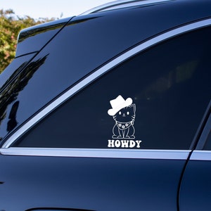 Howdy Decal, Howdy Car Window Sticker, Western Car Decal, Cat Lover Car ...