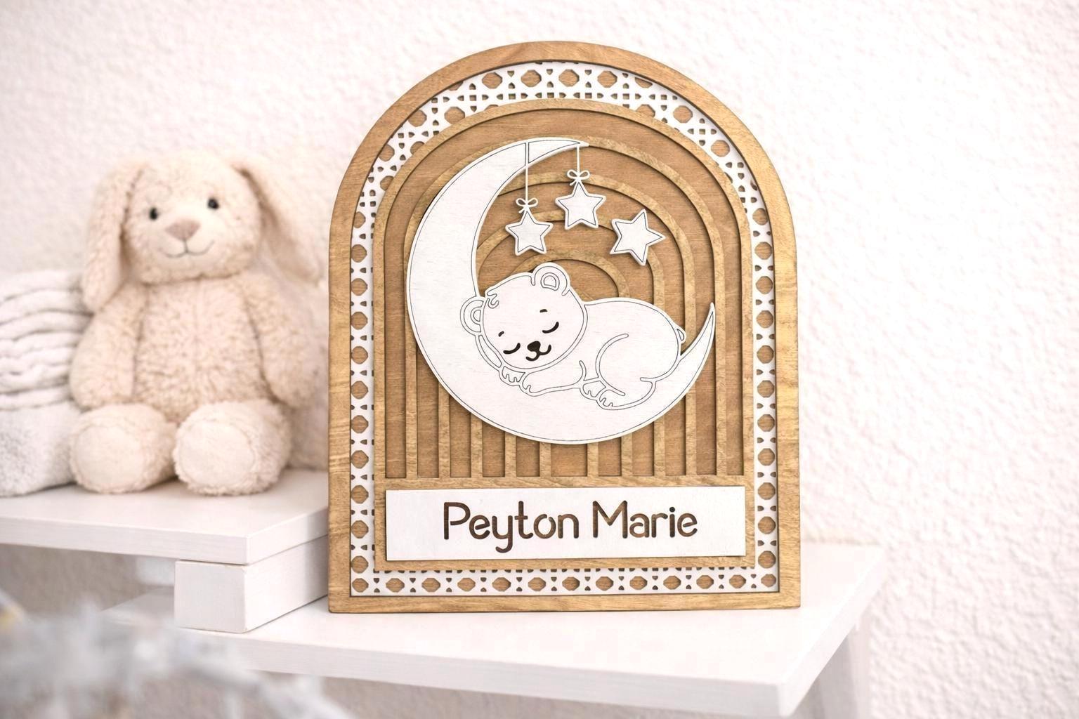 Personalized Nursery Name Sign Moon Animal Baby Wall Decor Gift - Etsy