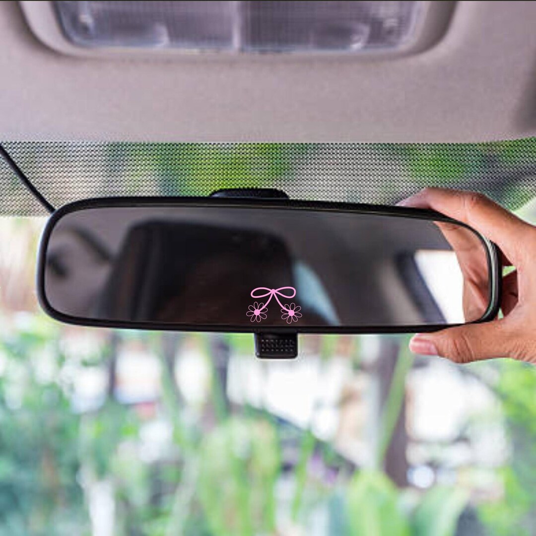 Coquette Cherry Vinyl Decal, Cute Bow and Cherries Rearview Mirror ...