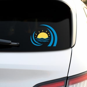 Ocean Wave and Sun Decal for Car Window, Car Accessories, Beach Decal ...