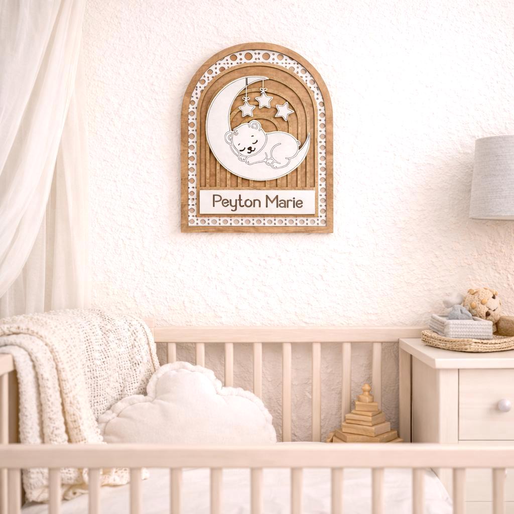 Personalized Nursery Name Sign Moon Animal Baby Wall Decor Gift - Etsy