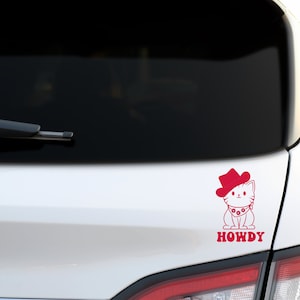 Howdy Decal, Howdy Car Window Sticker, Western Car Decal, Cat Lover Car ...