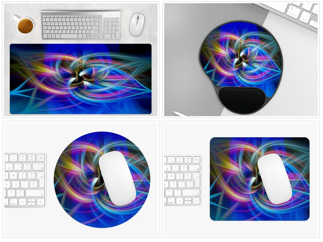 Abstract Desk Mat, Vibrant Colors Mouse Pad Wrist Rest, Colorful Mice ...