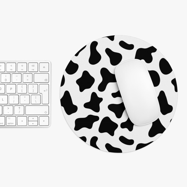 Cow Print Desk Mat: Black & White Animal Mouse Pad With Wrist Rest - Etsy