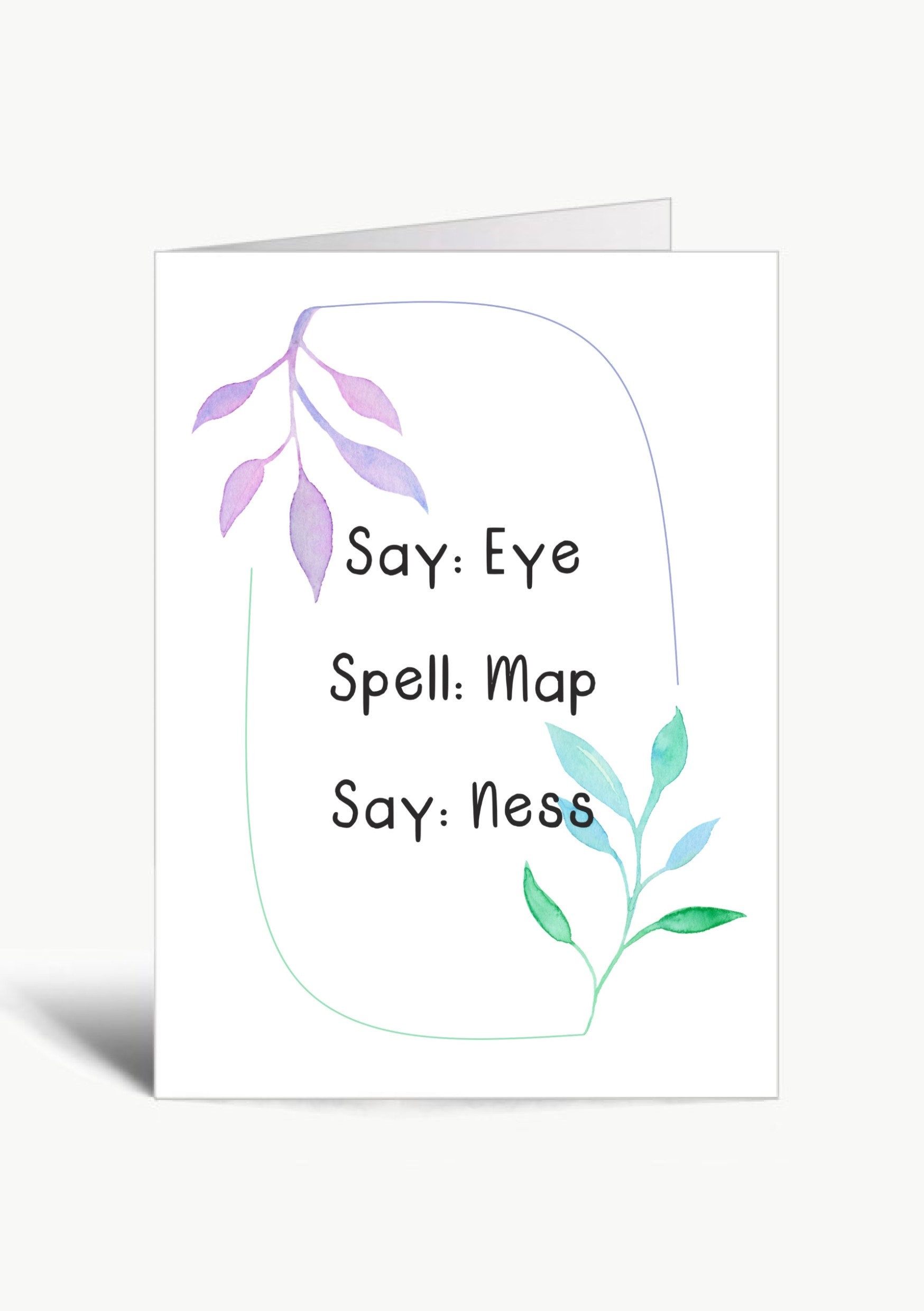 Say eye, Spell map, Say ness / Greeting Card / Sorry Card - Etsy