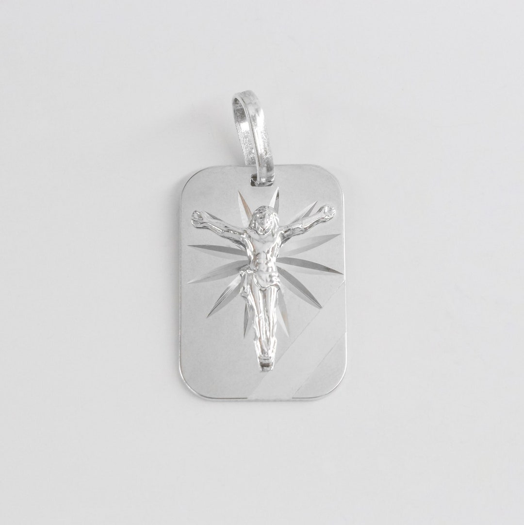Jesus Christ Medallion Pendant D/cut Sterling Silver 925 Brilho 2'' X 3 ...
