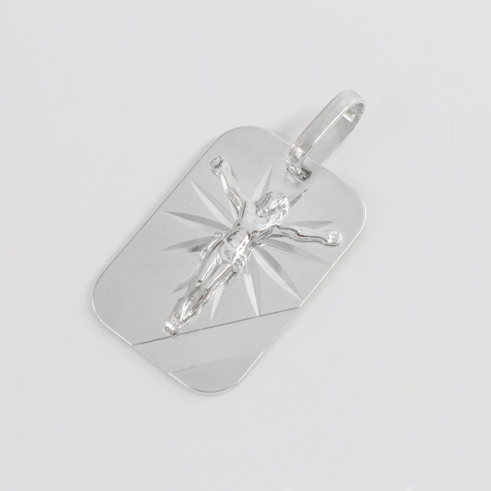 Jesus Christ Medallion Pendant D/cut Sterling Silver 925 Brilho 2'' X 3 ...