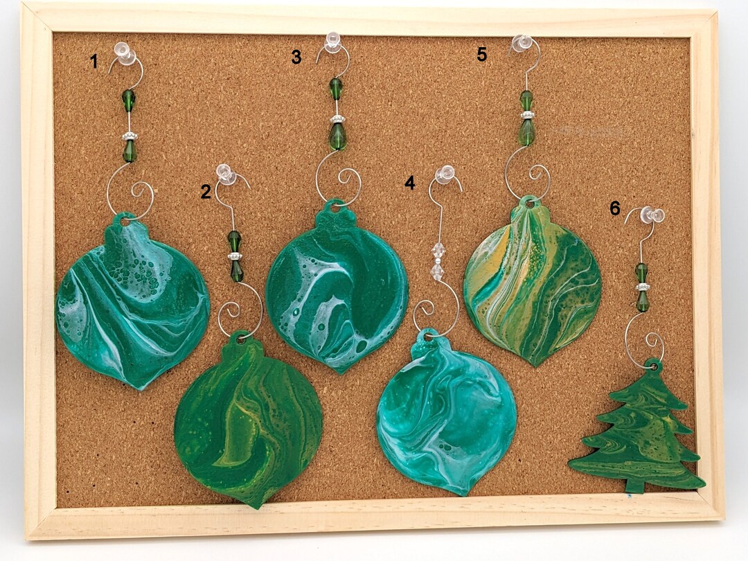 Hand-painted Christmas Ornaments Green Colors - Etsy