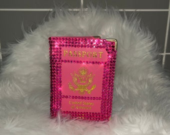 Light Pink Passport Cover With Pearls and Rhinestones Bling - Etsy