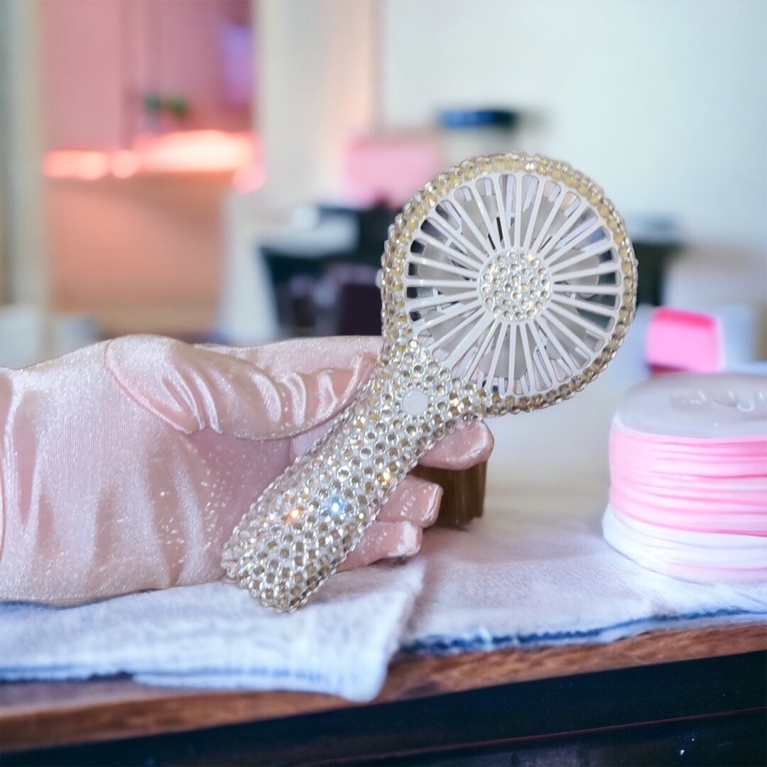Bedazzled Handheld Fan - Etsy