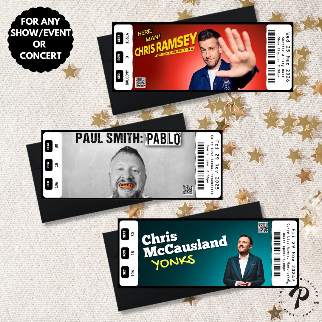Personalised Comedian Ticket | Any Vent | Gift Ticket Fake Customised ...