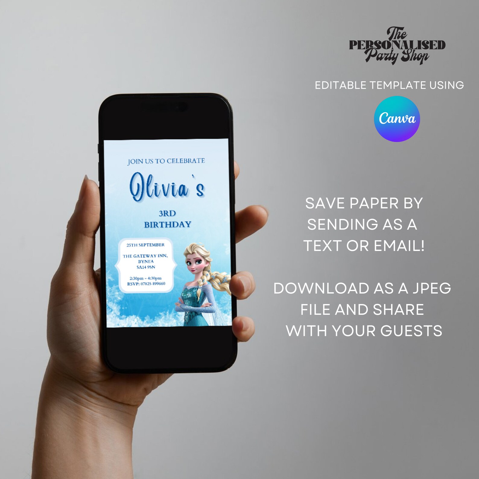 EDITABLE Elsa Frozen Character Invitation Template | Printable ...