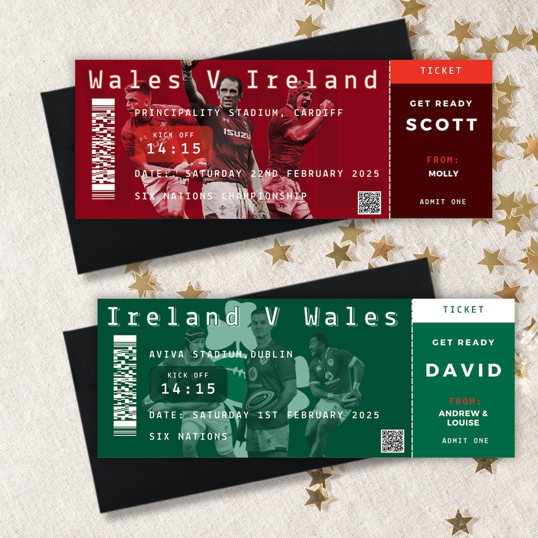 PERSONALISED Rugby Ticket Sports Special Present Gift Voucher Christmas ...