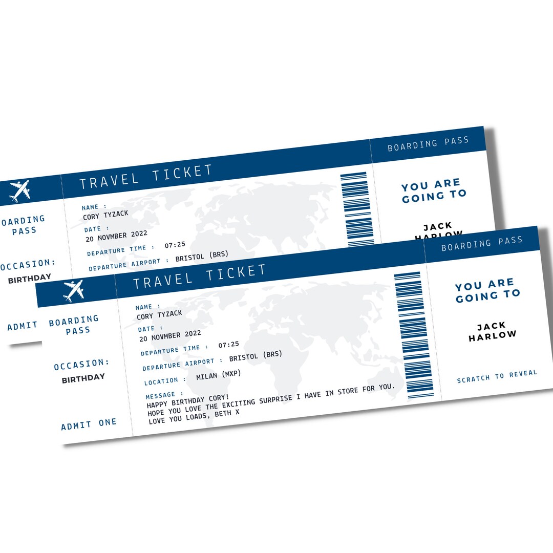 PERSONALISED Scratch Reveal Surprise Holiday Ticket Special Present ...