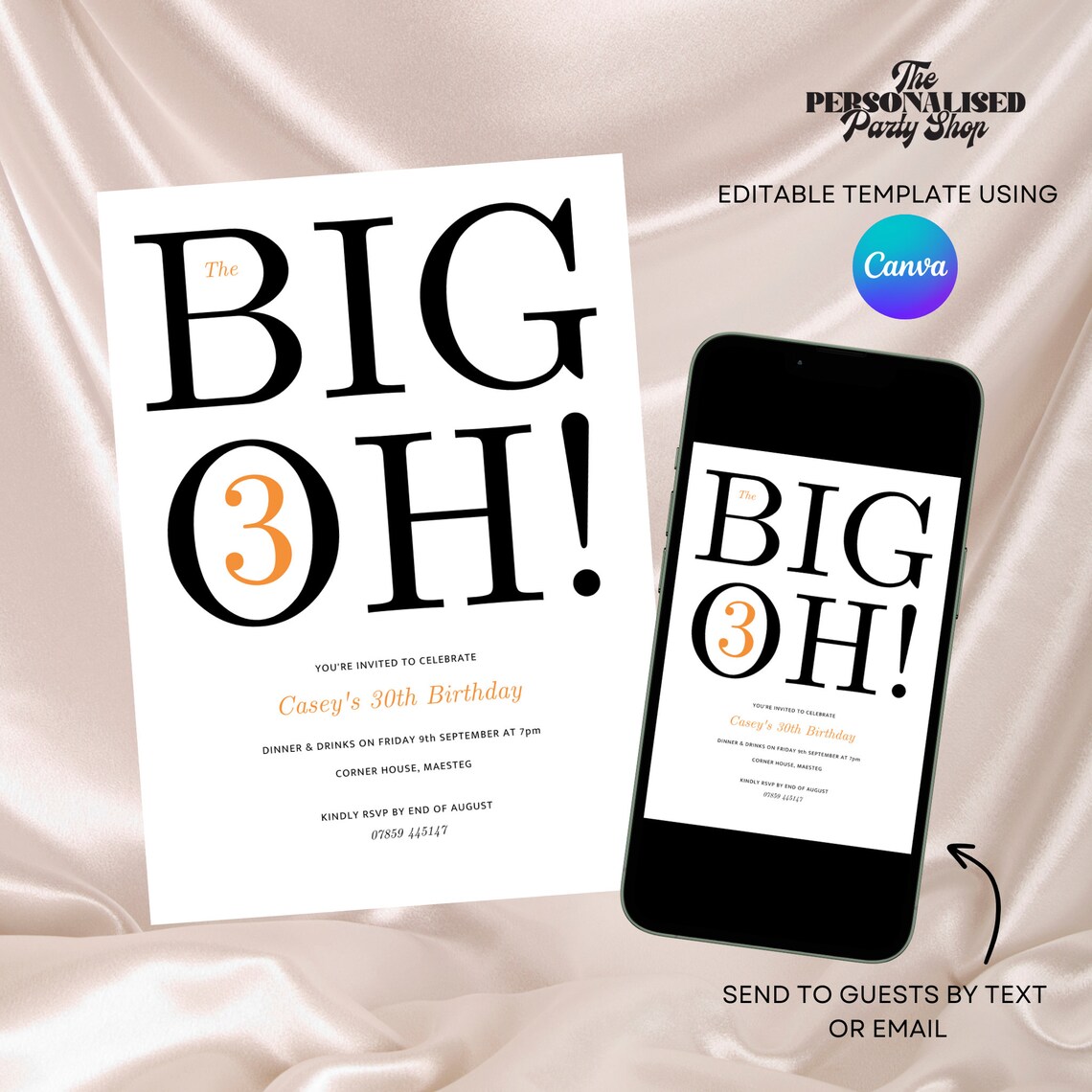 EDITABLE the Big 3 OH! Invitation Template | Printable Invitation ...
