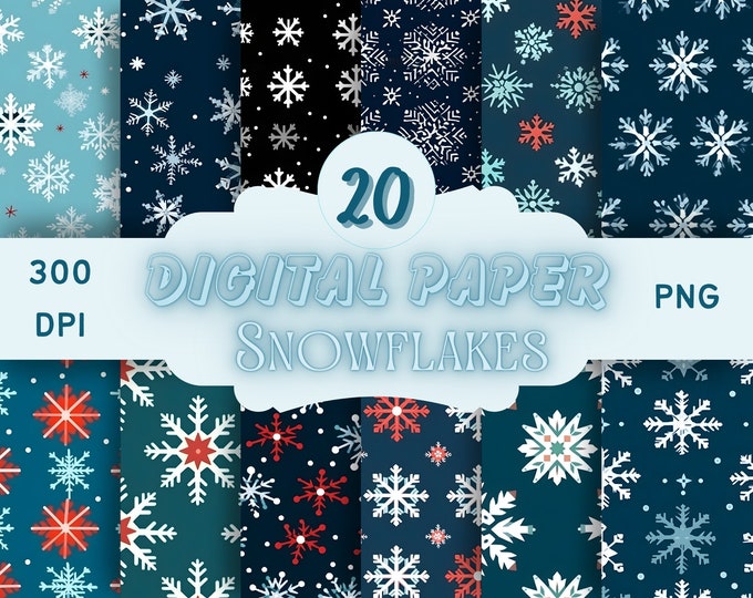Snowflakes Seamless Digital Paper Winter Patterns Christmas Ice Paper ...