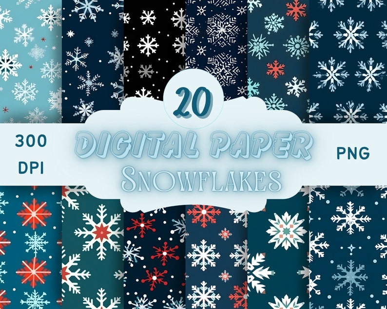 Snowflakes Seamless Digital Paper Winter Patterns Christmas Ice Paper ...