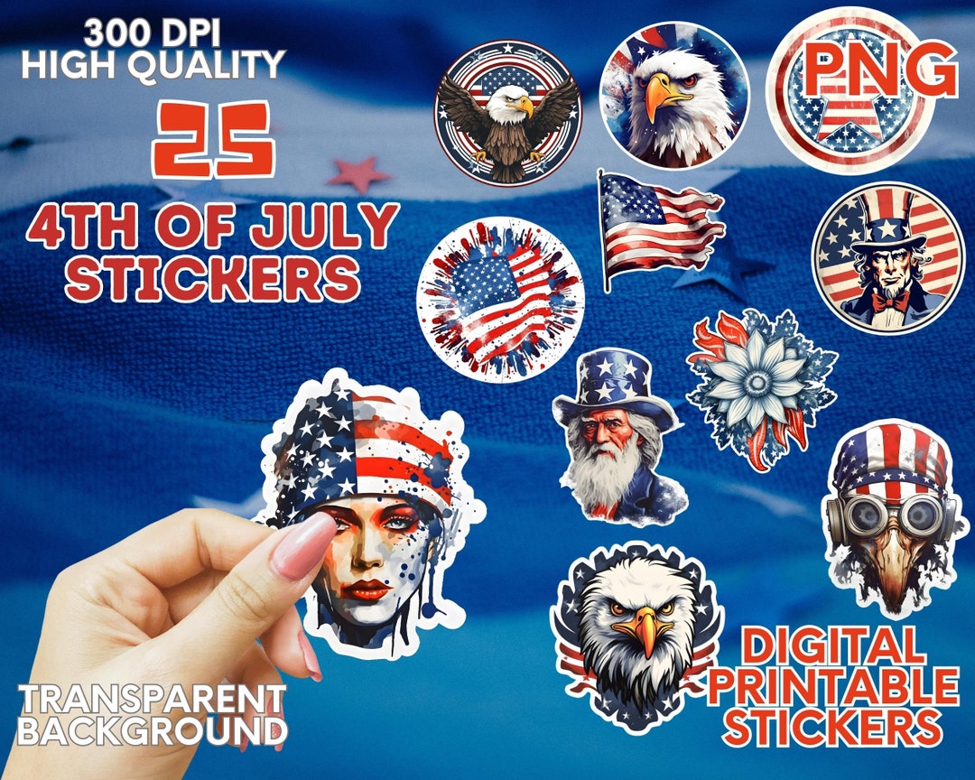 4th of July Digital Stickers Printable Instant Download COMMERCIAL USE ...