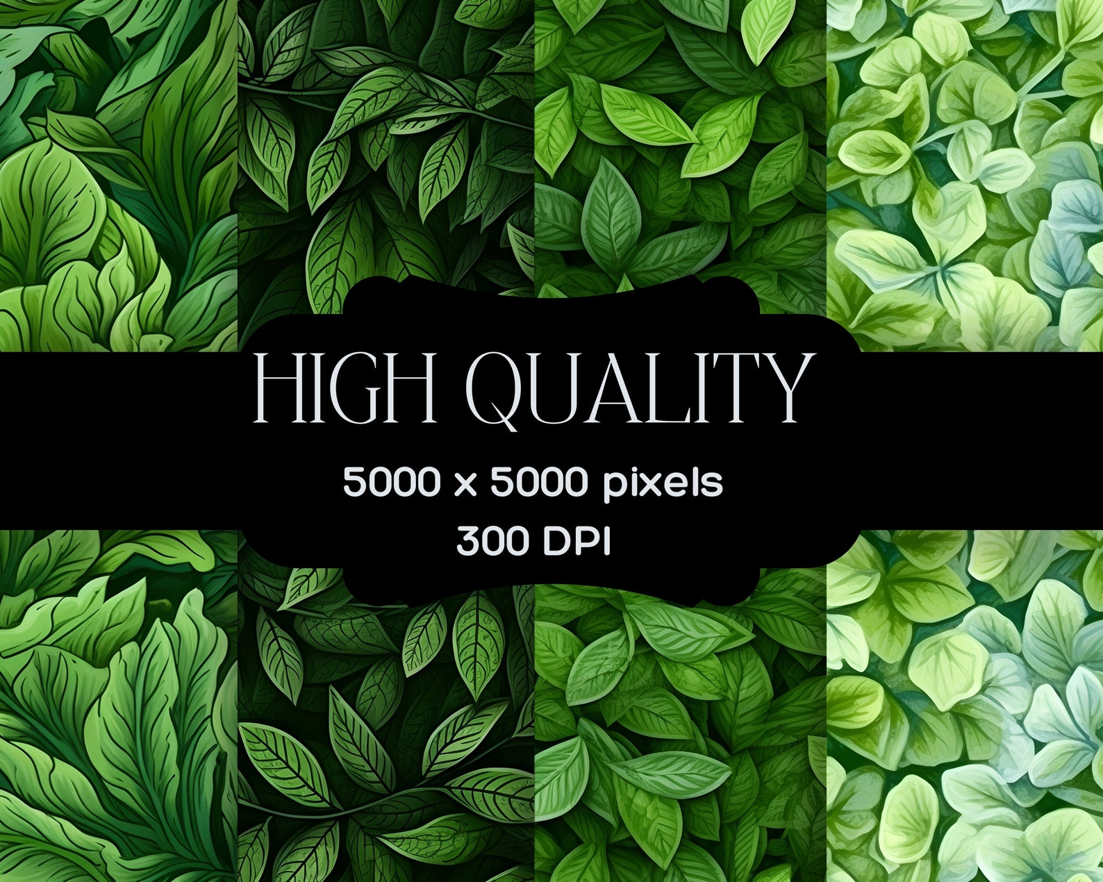 Plant Greenery Seamless Digital Paper Patterns COMMERCIAL USE Instant ...