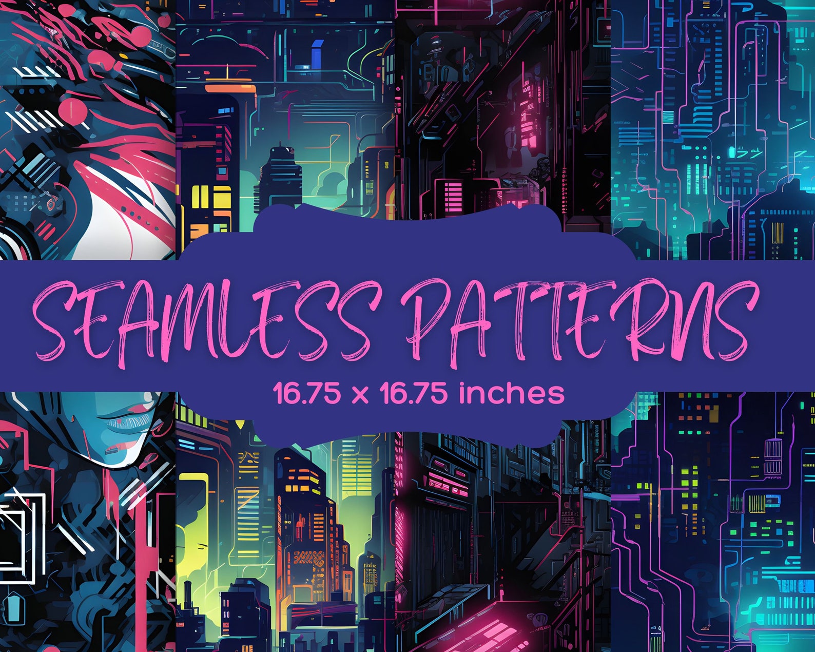 Cyberpunk Digital Papers and Clipart COMMERICAL USE Instant Download ...