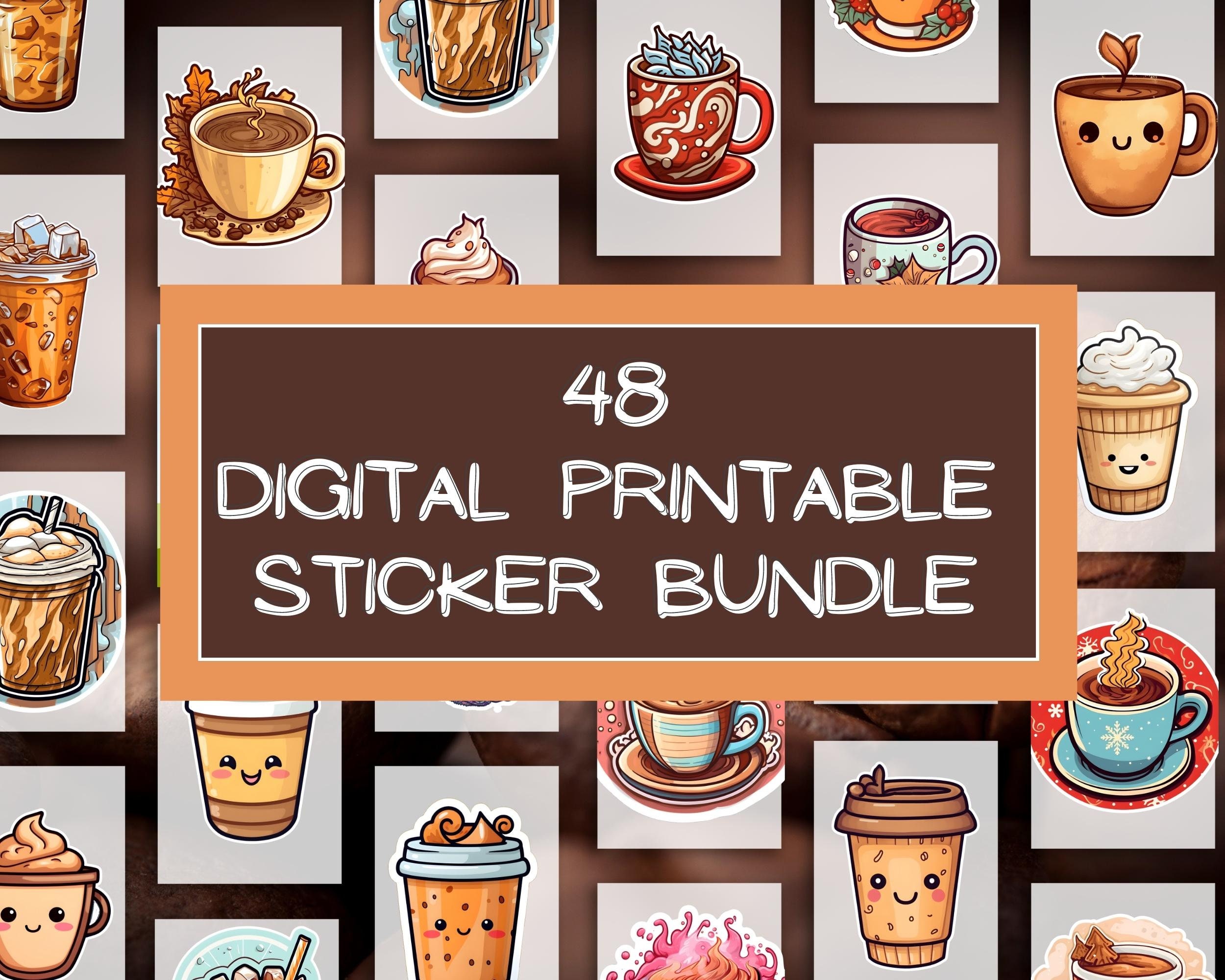 Coffee Sticker Bundle COMMERCIAL USE Instant Download Printable Journal ...