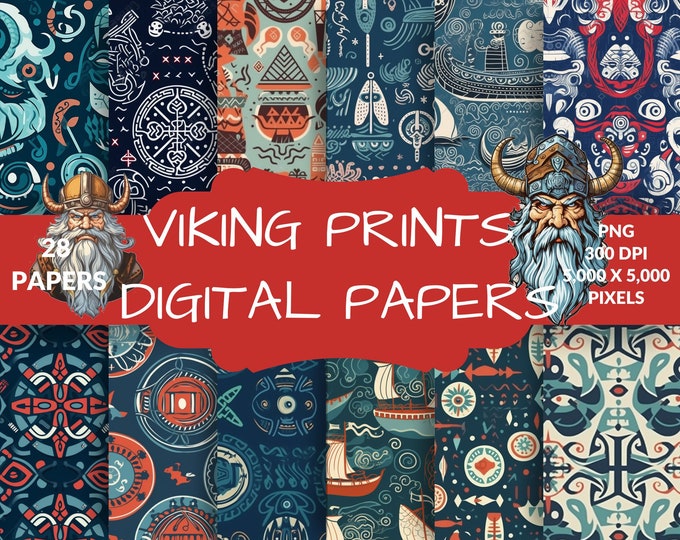 Legends of Valhalla: Viking Borders - 20 Pack Seamless Digital Papers ...