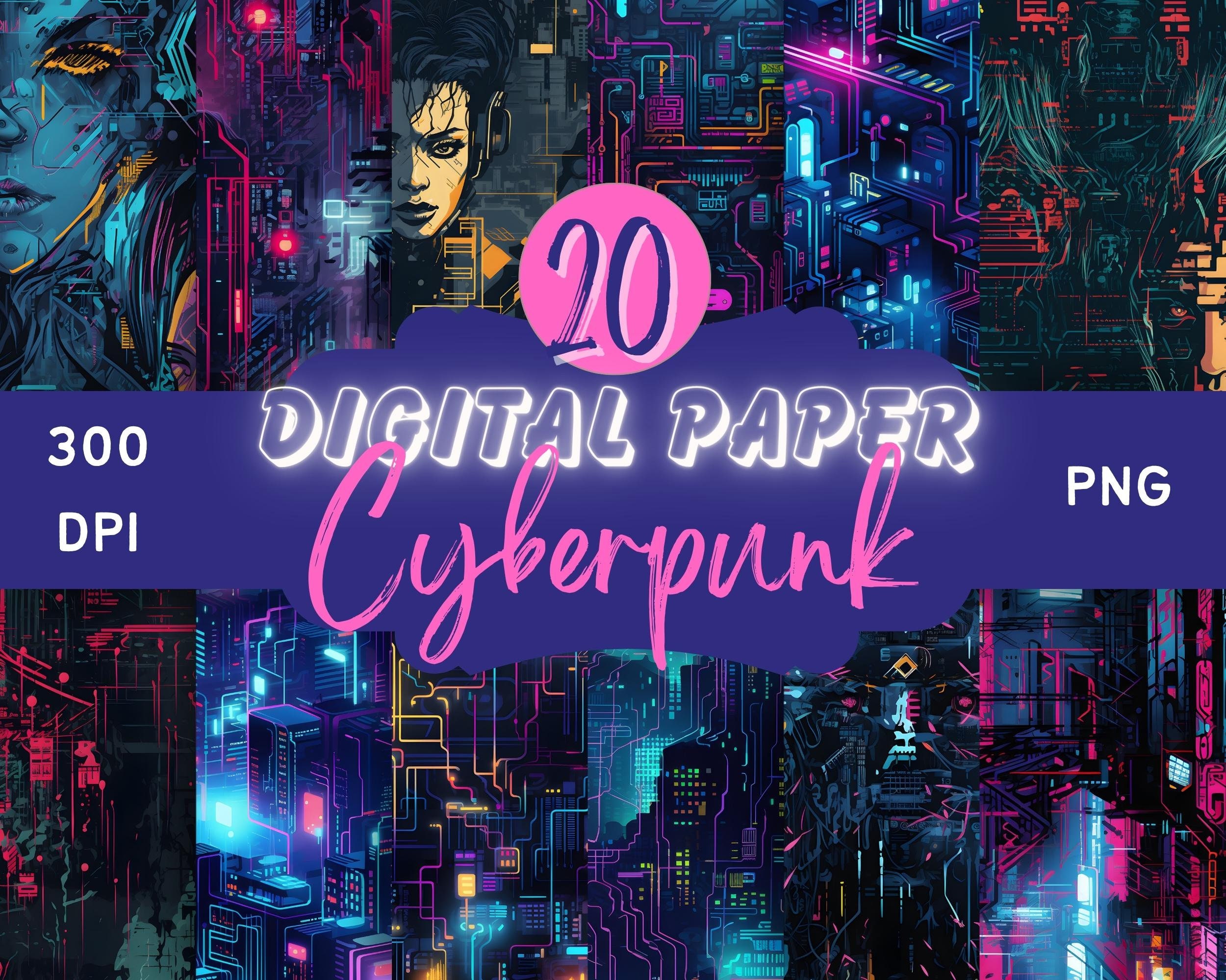 Cyberpunk Digital Papers and Clipart COMMERICAL USE Instant Download ...