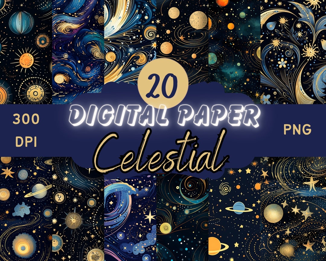 Celestial Digital Paper COMMERICAL USE 20 PNG Instant Download Space ...
