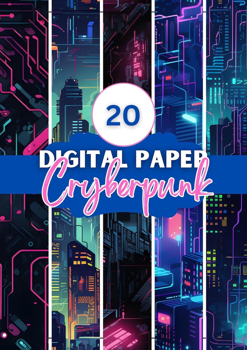 Cyberpunk Digital Papers and Clipart COMMERICAL USE Instant Download ...