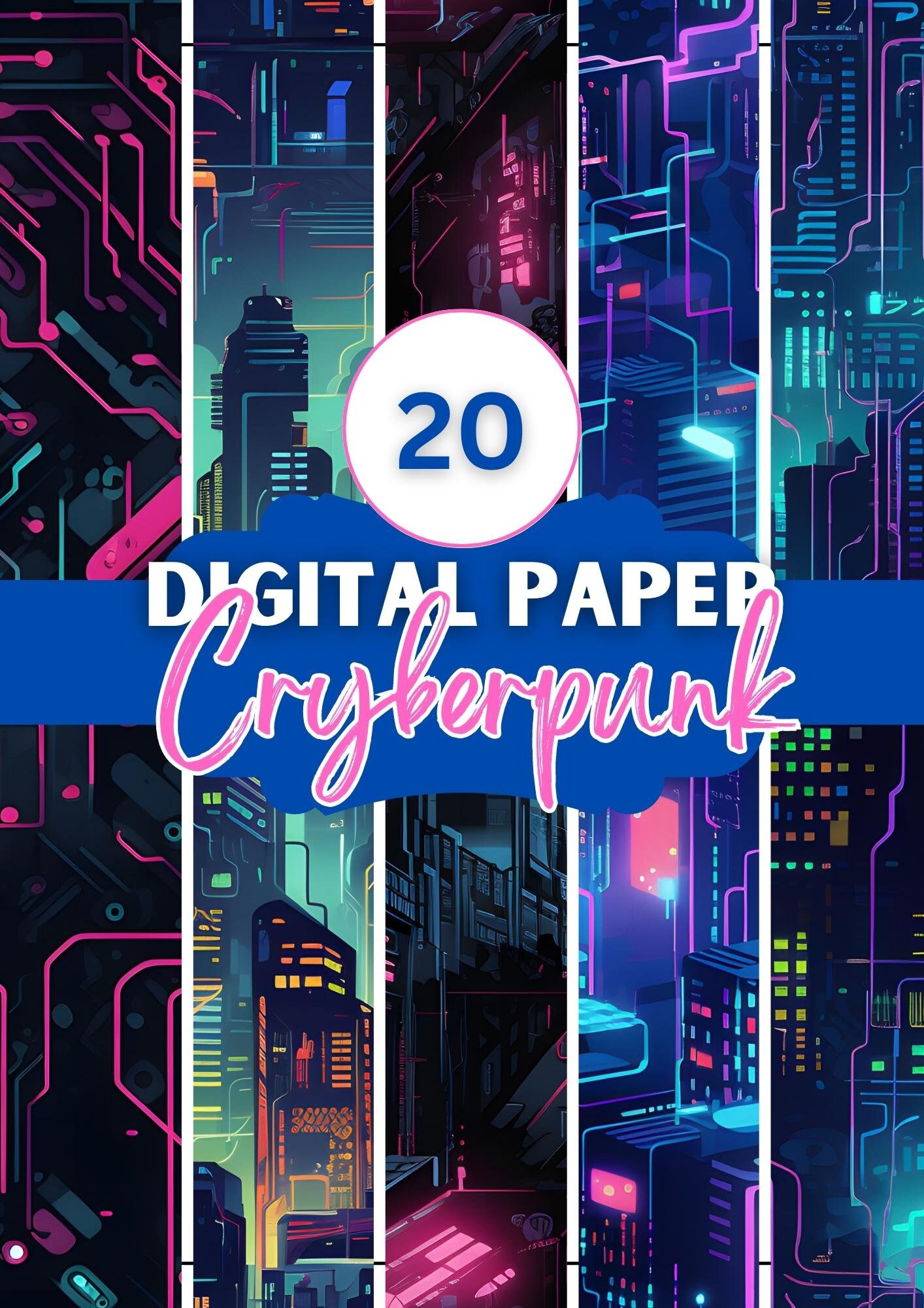 Cyberpunk Digital Papers and Clipart COMMERICAL USE Instant Download ...