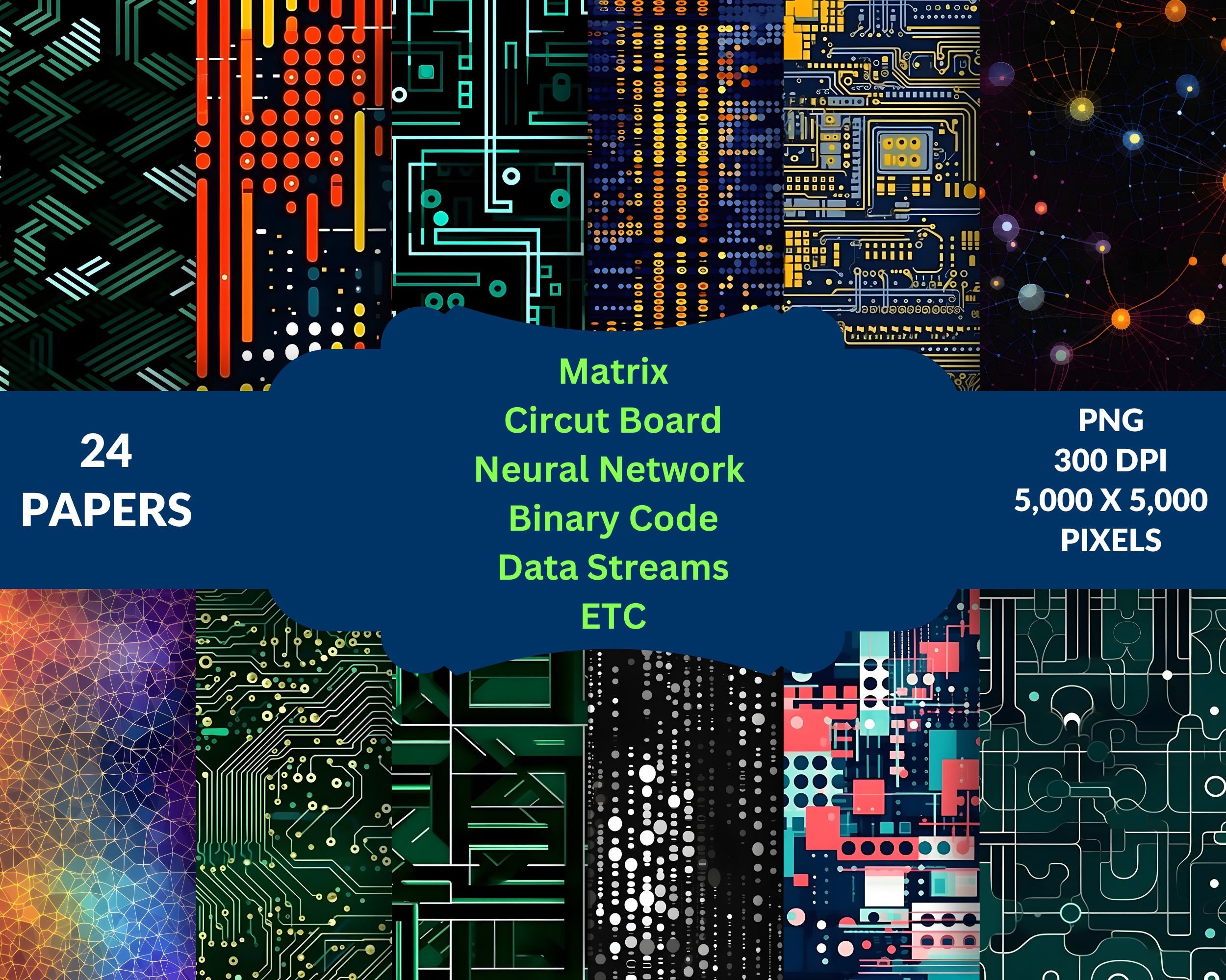 AI Themed Digital Paper COMMERICAL USE Instant Download Technology ...