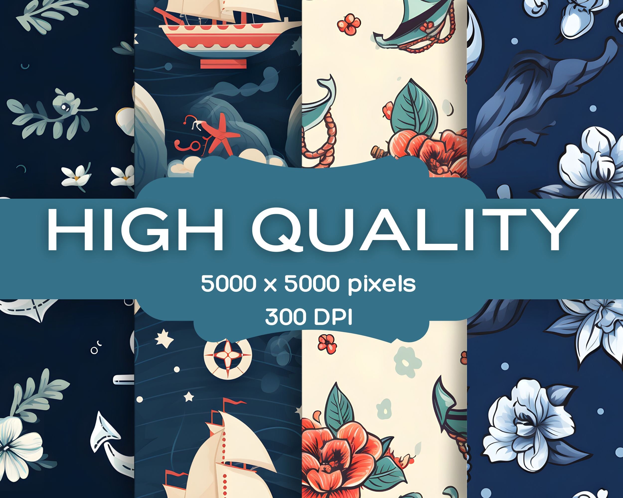 Nautical Seamless Digital Paper Patterns COMMERCIAL USE Instant ...
